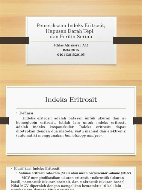 Pemeriksaan Indeks Eritrosit Hapusan Darah Tepi Pdf
