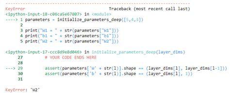 w4 a1 ex 2 for loop to initialize parameters getting key error for w2