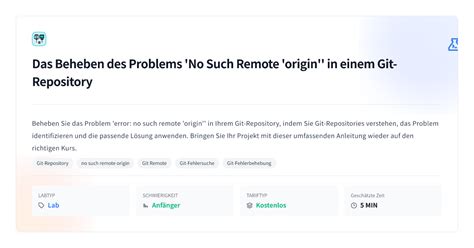 Das Beheben Des Problems No Such Remote Origin In Einem Git