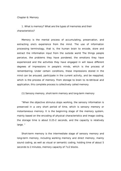 Chapter Memory Chapter Memory What Is Memory What Are The Types Of Memories And