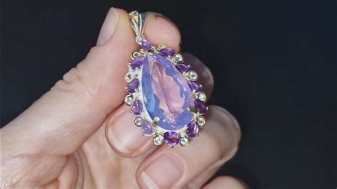Серебряный подвес с 24 каратным лавандовым кварцем и аметистами Youtube