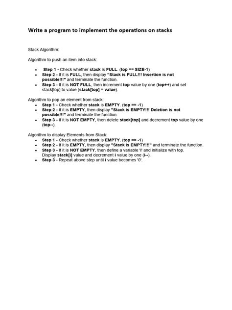 Stack Implementation Pdf Theoretical Computer Science Computer Programming