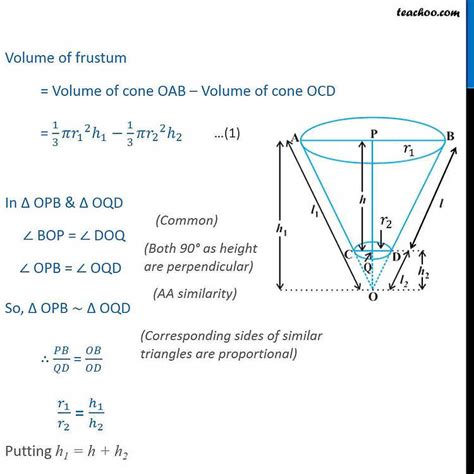 Question 7 Derive Formula For Volume Of Frustum Important Question