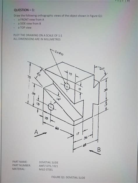 Solved QUESTION Draw The Following Orthographic Views Chegg