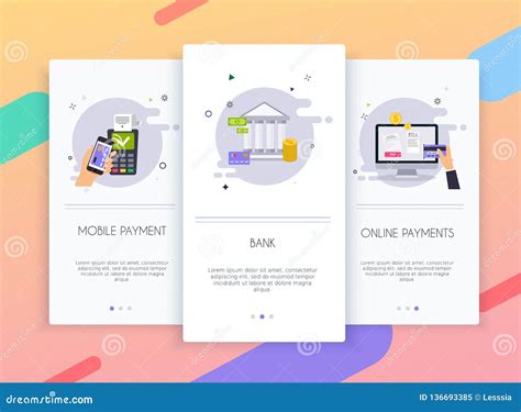 Onboarding Screens User Interface Kit For Mobile App Templates Concept Of Online Payment Methods