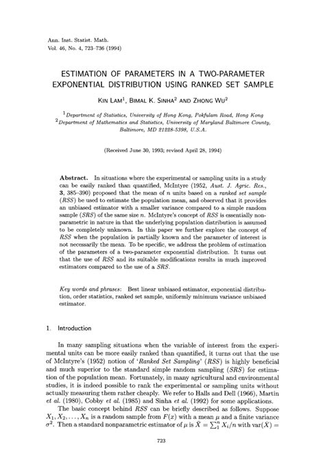 Pdf Estimation Of The Parameters In A Two Parameter Exponential