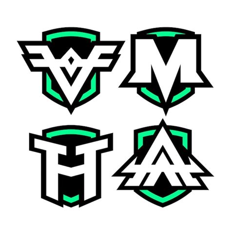 Premium Vector 4 Set Initial Logo With Shield For Esport Logo