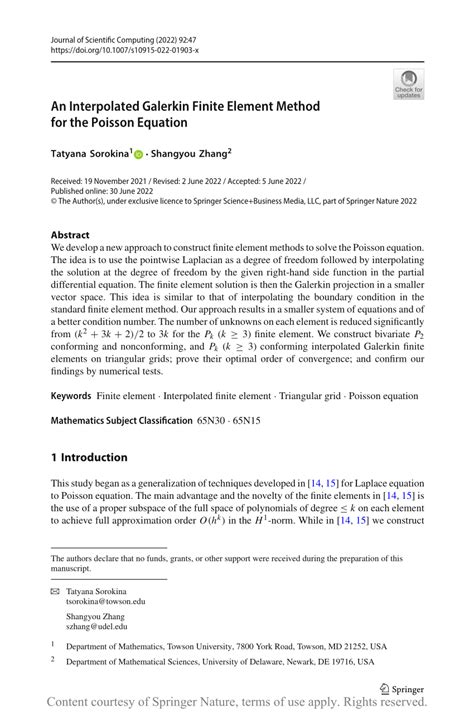 An Interpolated Galerkin Finite Element Method For The Poisson Equation Request Pdf
