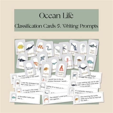 Ocean Life Classification Cards And Writing Prompts Mrs Learning Bee