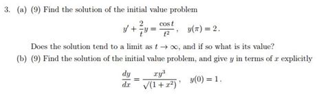 Solved Find The Solution Of The Initial Value Problem Y