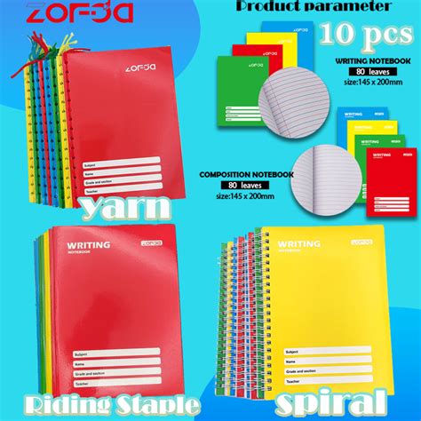 10pcs Writing Notebook Compo Spiral Yarn Notebook Neon Random Color School Supply 80 Leave