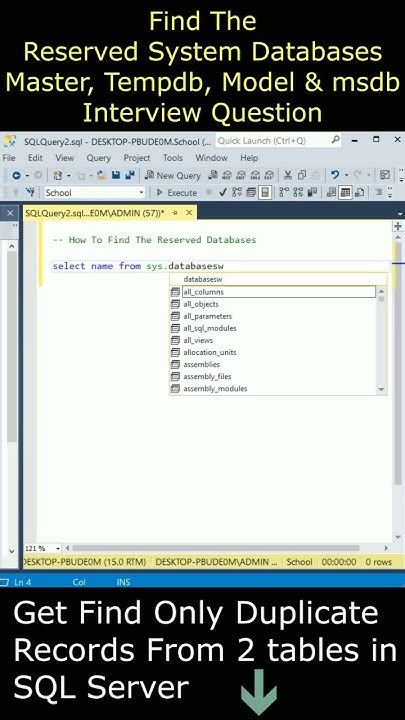 Query Get System Reserved Sql Server Databases Master Tempdb Model