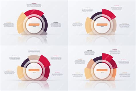 Набор круговых инфографических диаграмм вариантов векторной иллюстрации Премиум векторы