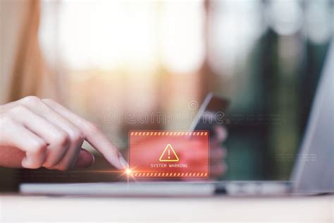 Programmer And Virtual Icons Exclamation Mark Alarm Computer Virus Detected Danger Warning