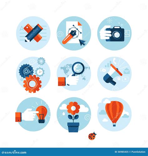 Set Of Modern Flat Design Concept Icons On Marketi Stock Vector Illustration Of Online