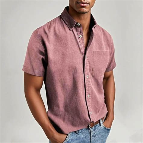 Chbgutlmr Button Down Shirts For Men Short Sleeve Turn Down Collar T