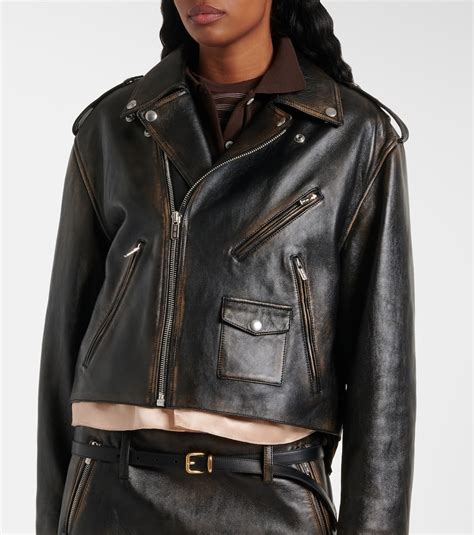 Leather Jacket In Black Miu Miu Mytheresa