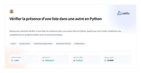 Vérifier La Présence Dune Liste Dans Une Autre En Python Labex