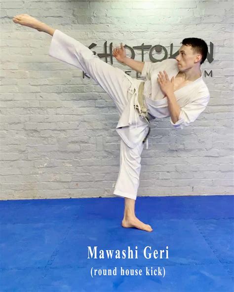 Mawashi Geri Round Kick Stepping From Fighting Kamae Stance