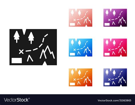 Black Folded Map With Location Marker Icon Vector Image