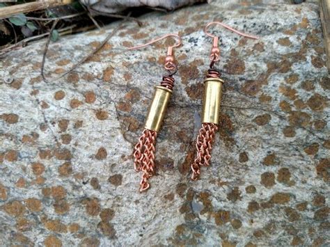 22 Bullet Casing Earrings With Copper Chain