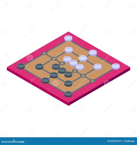 Gomoku Game Board With Black And White Stones Isometric Illustration