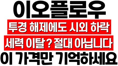 이오플로우 주가 전망 투자경고 해제 다음주 정말 중요합니다 더 오를 수밖에 없는 이유 이오플로우 주식 분석 이오플로우 김재진 이오플로우 김정환 이오플로우 목표가