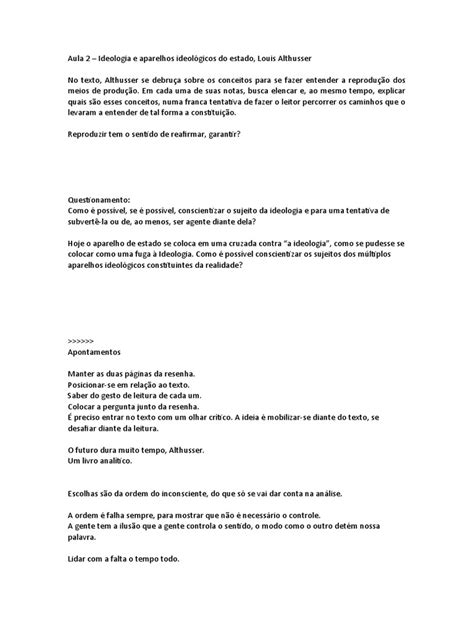 Aula 2 Ideologia E Aparelhos Ideológicos Do Estado Pdf Ideologias
