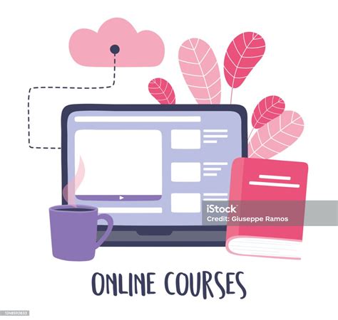 온라인 교육 랩톱 클라우드 컴퓨팅 연결 데이터 북 인터넷을 이용한 교육 과정 지식 개발 가상현실에 대한 스톡 벡터 아트 및 기타 이미지 가상현실 가정 생활 개발