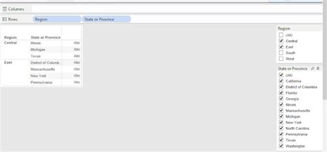 tableau for all what is show relevant values in tableau cascading filters