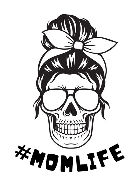 Free Mom Life Messy Bun Skull Svg Free