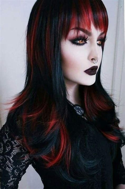 Goth Hair Color Ideas Cool Red And Black Hair Red Black Hair With