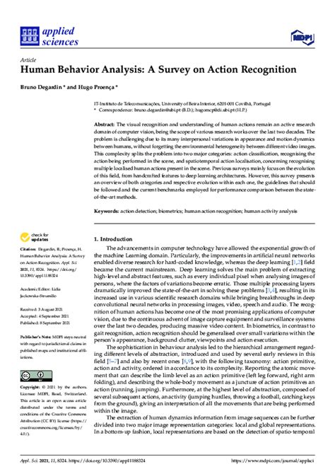 Pdf Human Behavior Analysis A Survey On Action Recognition