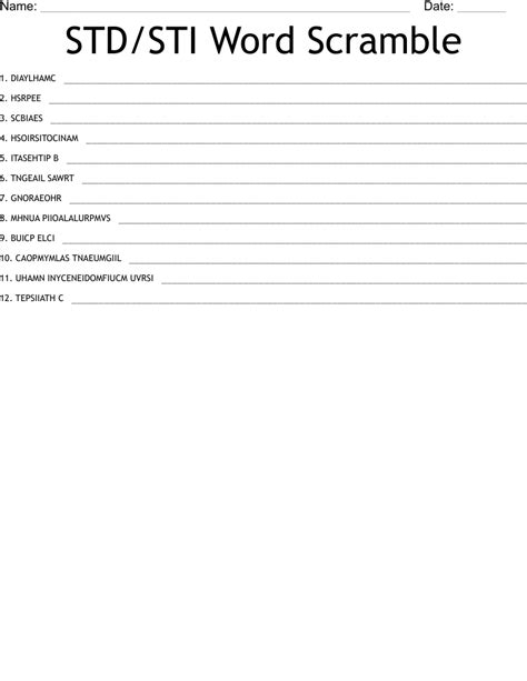 STD STI Word Scramble WordMint