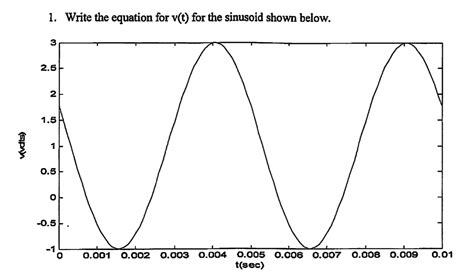 Solved 1 Write The Equation For Vt For The Sinusoid Shown