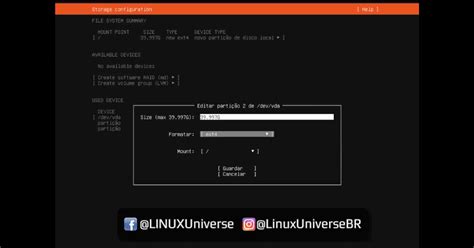 Instalação E Particionamento Do Ubuntu Server 2404 Lts Linux Universe