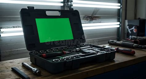 Open Toolbox With Chroma Key Screen Inside Showcasing Repair And