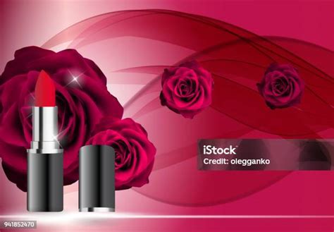 디자인 광고 또는 잡지 배경을 위한 화장품 제품 립스틱 템플릿 3d 현실 벡터 Iillustration 0명에 대한 스톡 벡터 아트 및 기타 이미지 Istock