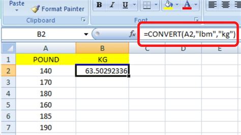 how to convert lbs to kg in excel techyuga