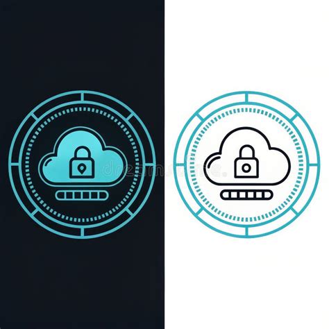 Cloud Security Icon Circular Design Password Protected Data Encryption Digital Privacy