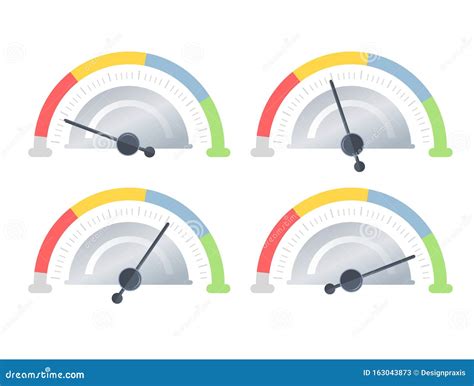 Performance Meter With Different Emotions Measuring Gauge Indicator Vector Illustration Black