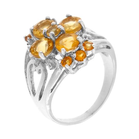 Inel Din Argint Cu Citrin 4 6 Argint Accent Bijuterii