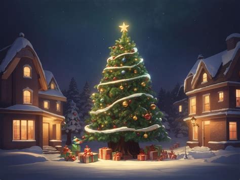 Premium Ai Image Illustration Christmas Tree Generative Ai