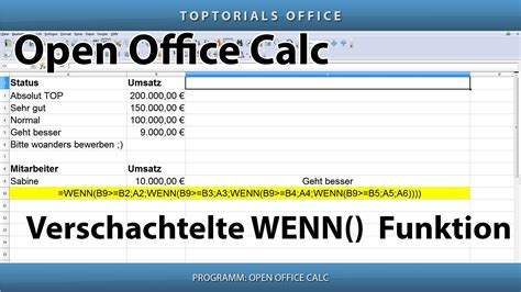 Verschachtelte Wenn Funktion Ganz Einfach Openoffice Calc Toptorials