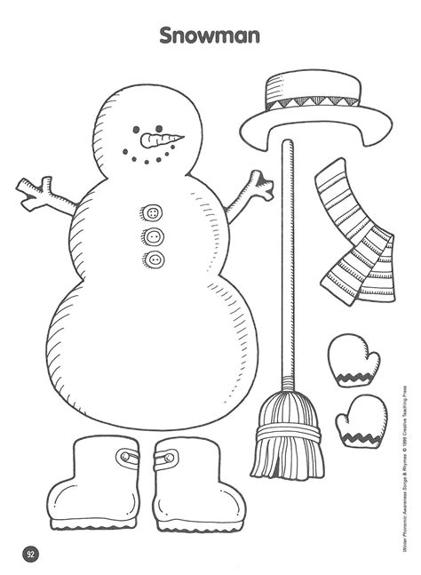 Build A Snowman Activity Preschool Coloring Page Winter Printable Craft