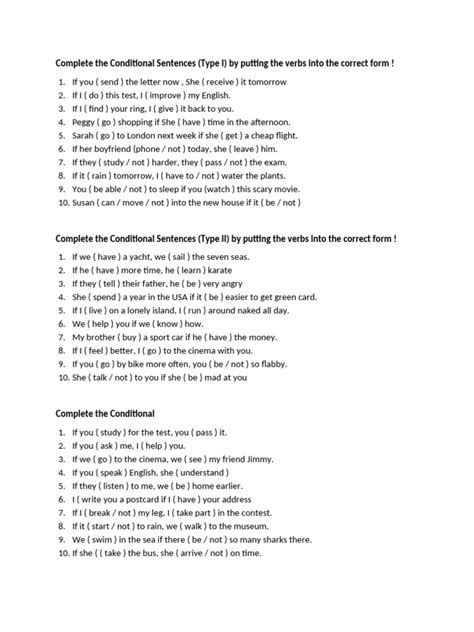 Conditional Sentences Practice Exercises Pdf