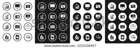 Set Board Graph Chart Target Briefcase Stock Vector Royalty Free Shutterstock