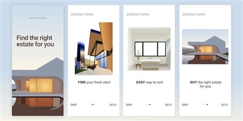 부동산 모바일 앱의 스플래시 온보딩 화면 프리미엄 벡터