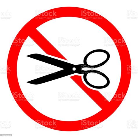 중지 또는 가위 아이콘으로 빨간색 라운드 기호를 금지합니다 가위는 금지되어 있습니다 가위에 대한 스톡 벡터 아트 및 기타 이미지 가위 빨강 원형 Istock