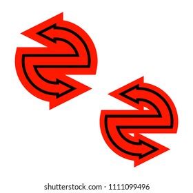 Two Curve Arrow Ribbon 2 Direction Stock Vector Royalty Free 1111099496 Shutterstock